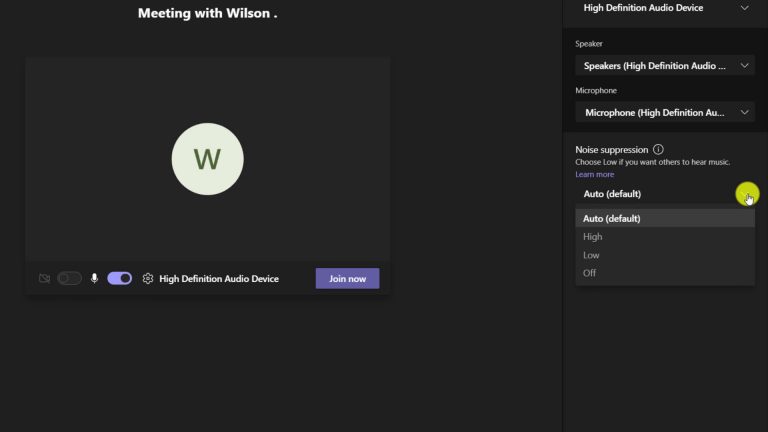 Enable Noise Cancellation in Microsoft Teams
